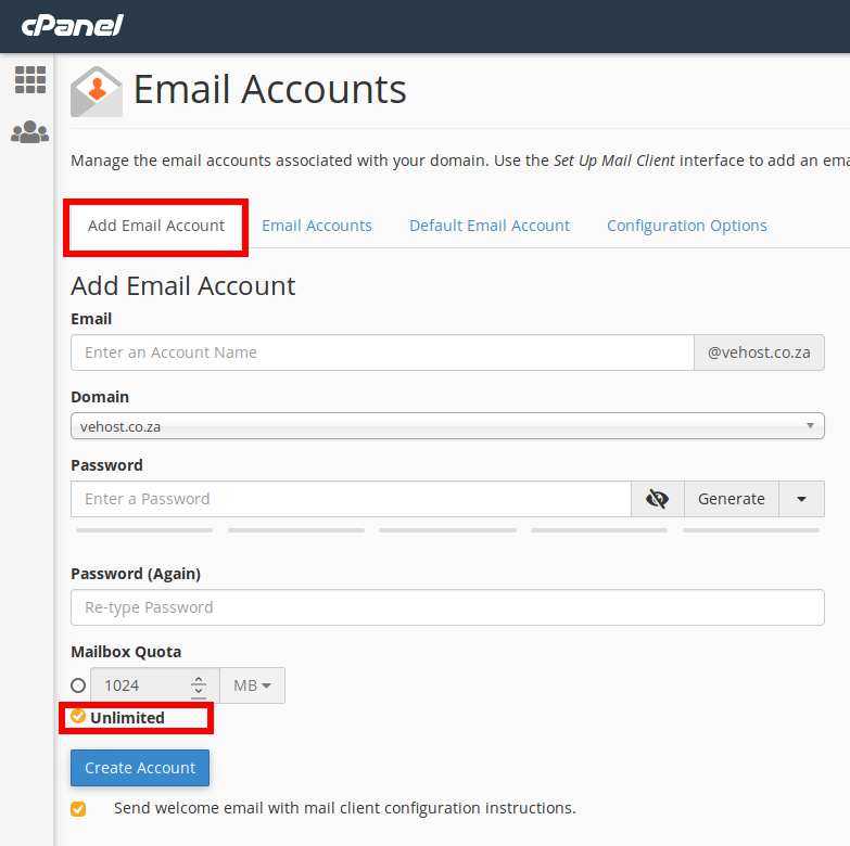 Create An Email Address VE Host